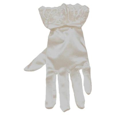 跨境新款赫本风婚纱礼服礼仪手套缎面珍珠分指短款简约百搭防晒