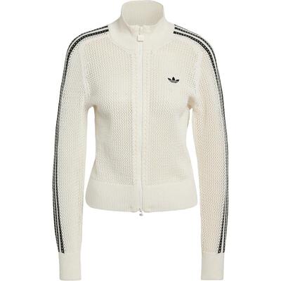 滔搏adidas阿迪达斯三叶草女子钩针编织时尚百搭开衫外套KC6496
