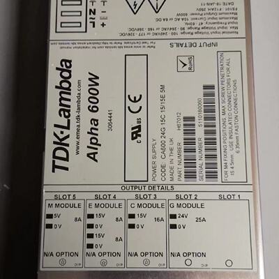 议价TDK-Lambda Alpha 600W 电源H67122 CA600 3.3R_MF,5A,12/12E