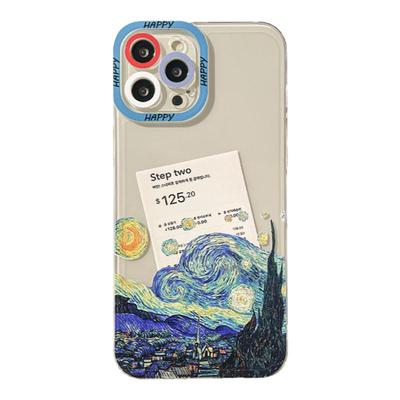 油画星空苹果欧美文艺复古手机壳