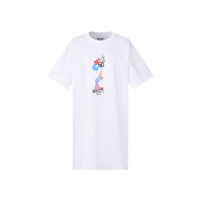 Moschino Jeans 26早春 女士落肩印花设计T恤连衣裙