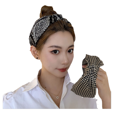 高端发箍遮白发复古千鸟格