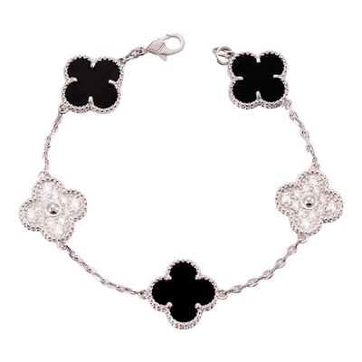 baostone四叶草五花手链S925银