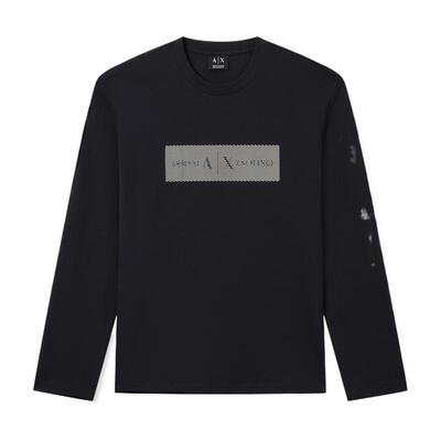 AX/阿玛尼男士纯棉圆领长袖T恤