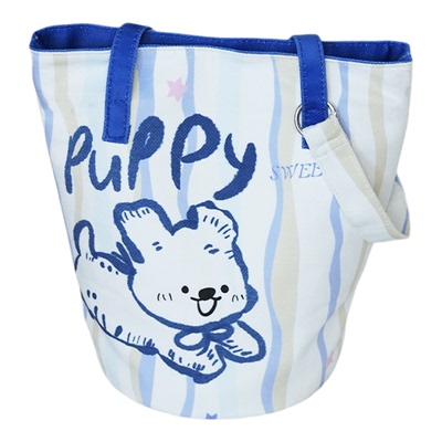 盾盾熊原创水桶包快乐小狗插画百搭女士爆款通勤款单肩斜挎单肩包