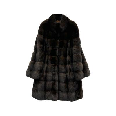 俄罗斯紫貂皮大衣女立领农夫色环保仿皮草外套长款2025秋冬新款