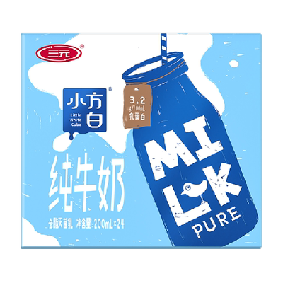 三元纯牛奶乳制品200ml×24盒