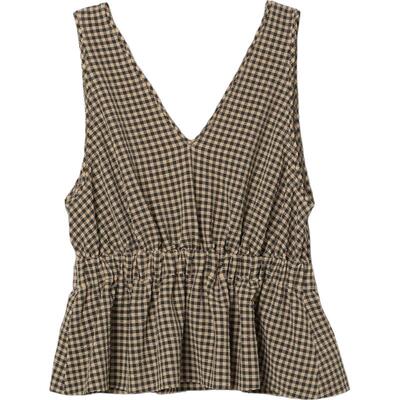 JEANASIS背心女2025夏季新款V领2WAY格纹打底外搭328077