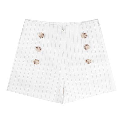 KAR PEISKOS 女士叶芋森林亚麻条纹短裤银泰百货精品 301600