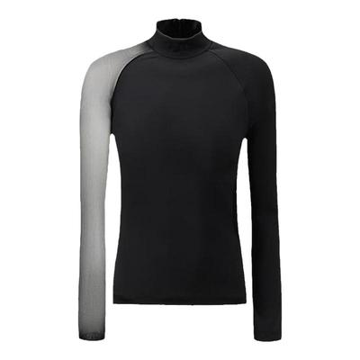 455EMBLE 2026新款网纱拼接高弹紧身小高领上衣男女同款打底衫