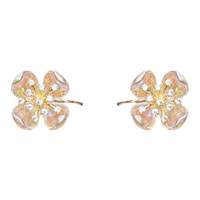 nicedream法式鎏光色透明花耳环