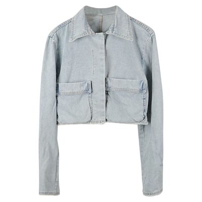 杨紫同款水洗做旧工装短款牛仔衣