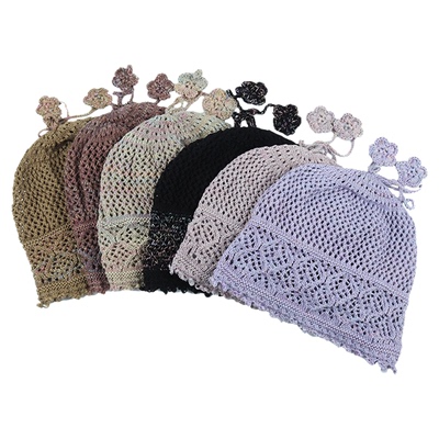 渐变色针织单层网眼堆堆帽