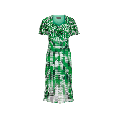 MARYLING方领收腰印花连衣裙