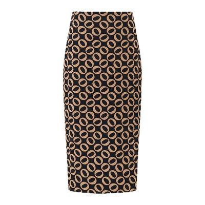 [提花工艺]DVF2025秋冬新款驼色O型几何针织提花铅笔裙KM3T006