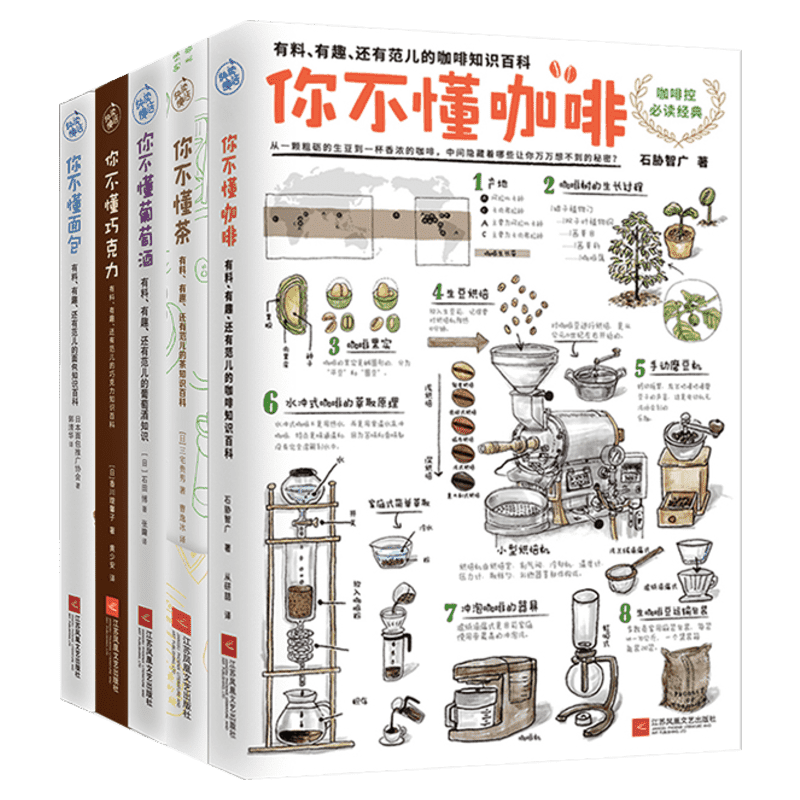 【共4册】你不懂咖啡+你不懂茶+你不懂葡萄酒+你不懂面包  (日) 香川理馨子 日本插画 新华书店正版图书籍 江苏凤凰文艺 新华正版