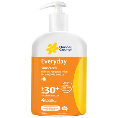 澳洲代购Cancer Council SPF30+ Everyday日常防晒霜 500ml SPF50