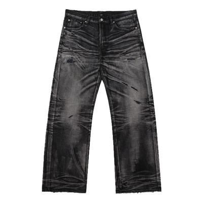 威络水墨黑康龙黑染立体猫须牛裤