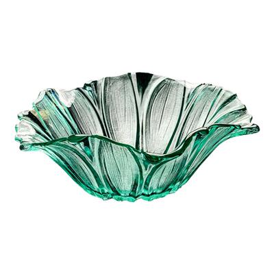 新款绿色水晶玻璃沙拉碗水果盘果盘家用果然透明轻奢商务食品级