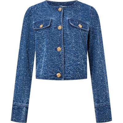 商场同款 宝姿PORTSPURE女装2025秋冬新品摩登潮流粗花呢牛仔外套