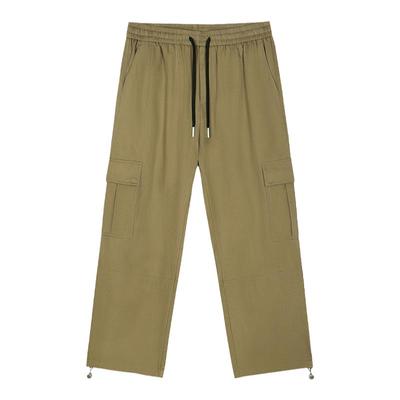 GWIT 美式复古cargo大口袋春秋潮牌宽松休闲卡其抽绳束脚工装裤男