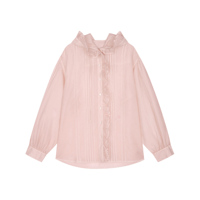 乌丫冷染荷叶边连帽衬衫