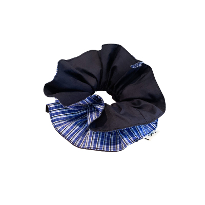 韩系布艺撞色格纹肥肠圈