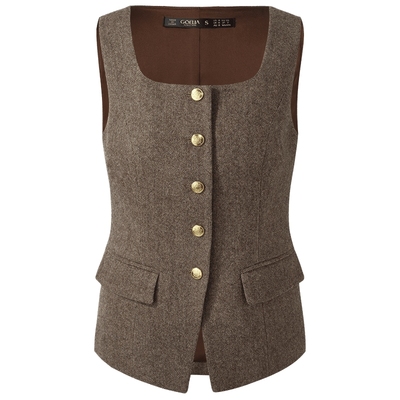 歌莉娅羊毛马甲方领背心短外套女