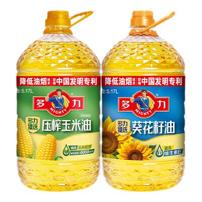 【新客专享】多力食用油葵花籽油+压榨玉米油胚芽5.17L*2桶装
