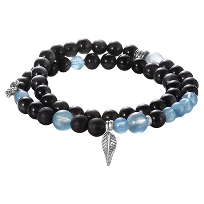 zeroline黑曜石海蓝宝水晶手链女