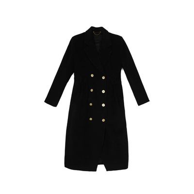 琪琪微微胖大码女装花苞型长款双排扣毛呢长袖大衣女收腰显瘦外套