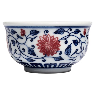 青花釉里红主人杯单杯