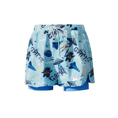 回力儿童泳裤男孩专业速干男童游泳裤夏双层防尴尬中大童泳衣套装