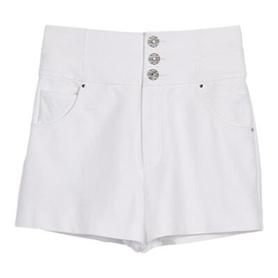 CISSONNE/赛颂白色高腰短裤