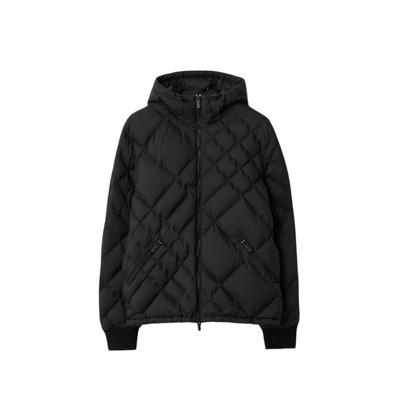 格纹缝线尼龙连帽羽绒服BURBERRY