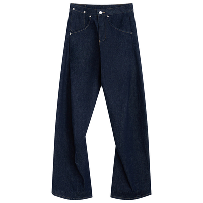 丹宁蓝LEJ版型微弯刀牛仔裤