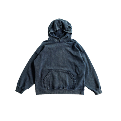 破坏水洗做旧帽衫连帽卫衣