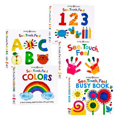 See Touch Feel 感官触摸认知启蒙5册 英文原版绘本 Colors颜色数字字母 亲子互动纸板翻翻触摸忙碌书 幼儿早教启蒙认知