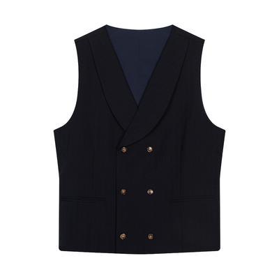 MCCEVTG羊毛青果领人字纹马甲男