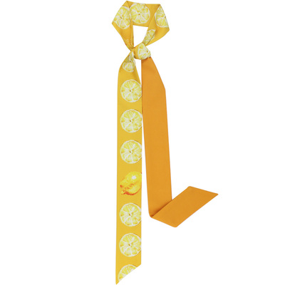 黄色柠檬扎头发饰品女丝带蝴蝶结