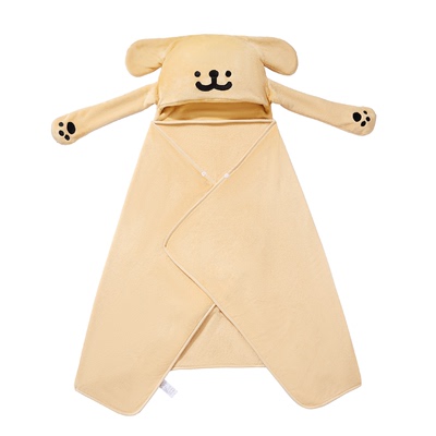 言仓线条小狗毛毯带帽午睡毯