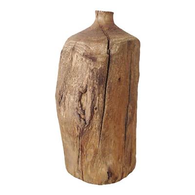 侘寂风实木插花花瓶复古花器摆件