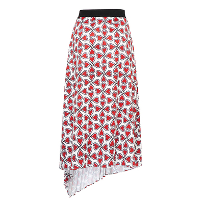 KD印花压褶半身裙不规则裙摆