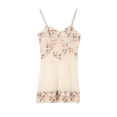 Intimissimi意舒漫早秋新品碎花蕾丝网纱V领吊带睡裙LBD2294