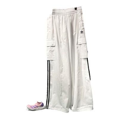 阿迪达斯三叶草女裤冬季款机能风阔腿工装裤运动舒适休闲裤JH3176