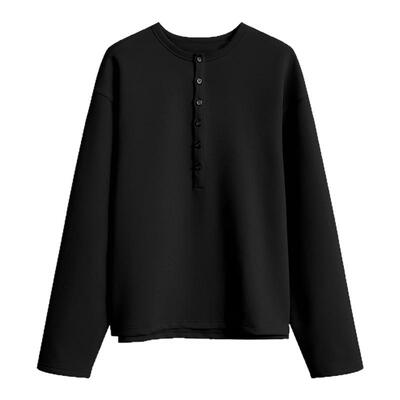 「GRNL」触肤柔滑细腻珠地多扣亨利圆领男女长袖TEE