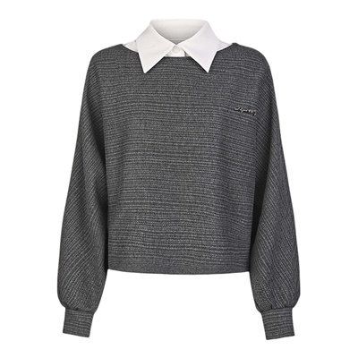 sdeer圣迪奥女装25年新品字母胸针撞色衬衫毛衣套装S254Z1403