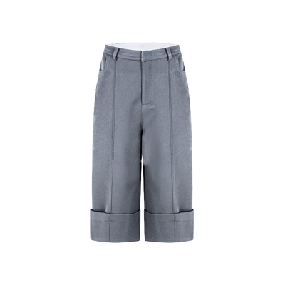 n'one翻边宽裤脚简约五分裤