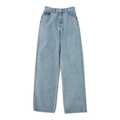 moussy经典阔腿水洗休闲牛仔裤
