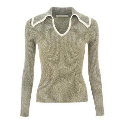 wanatry花纱V领纸片人针织衫